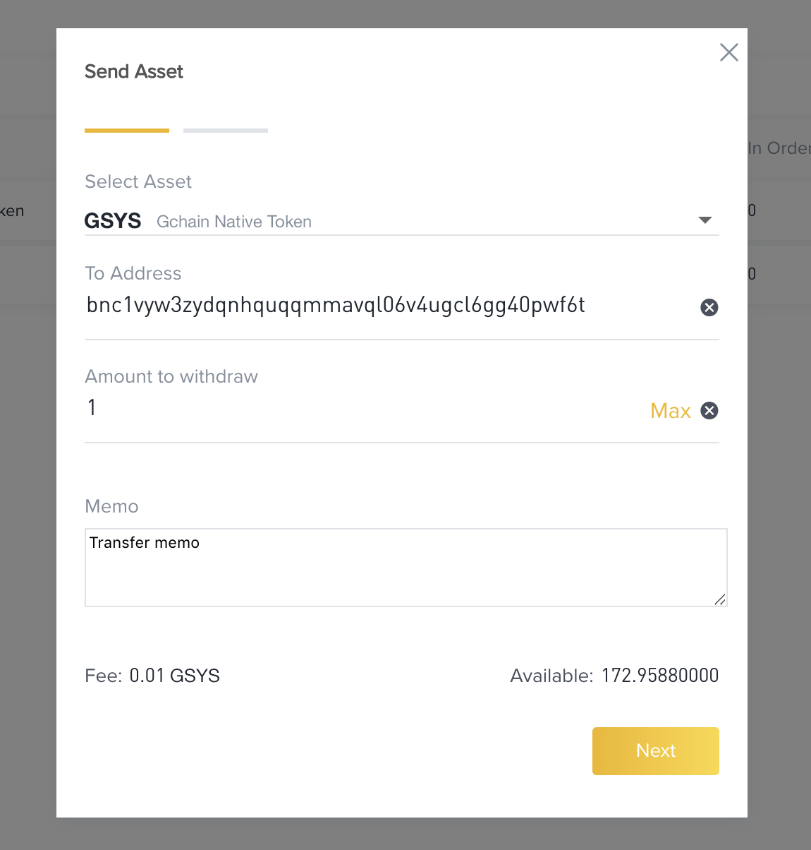 Asset Transfer - GSYS Chain Docs